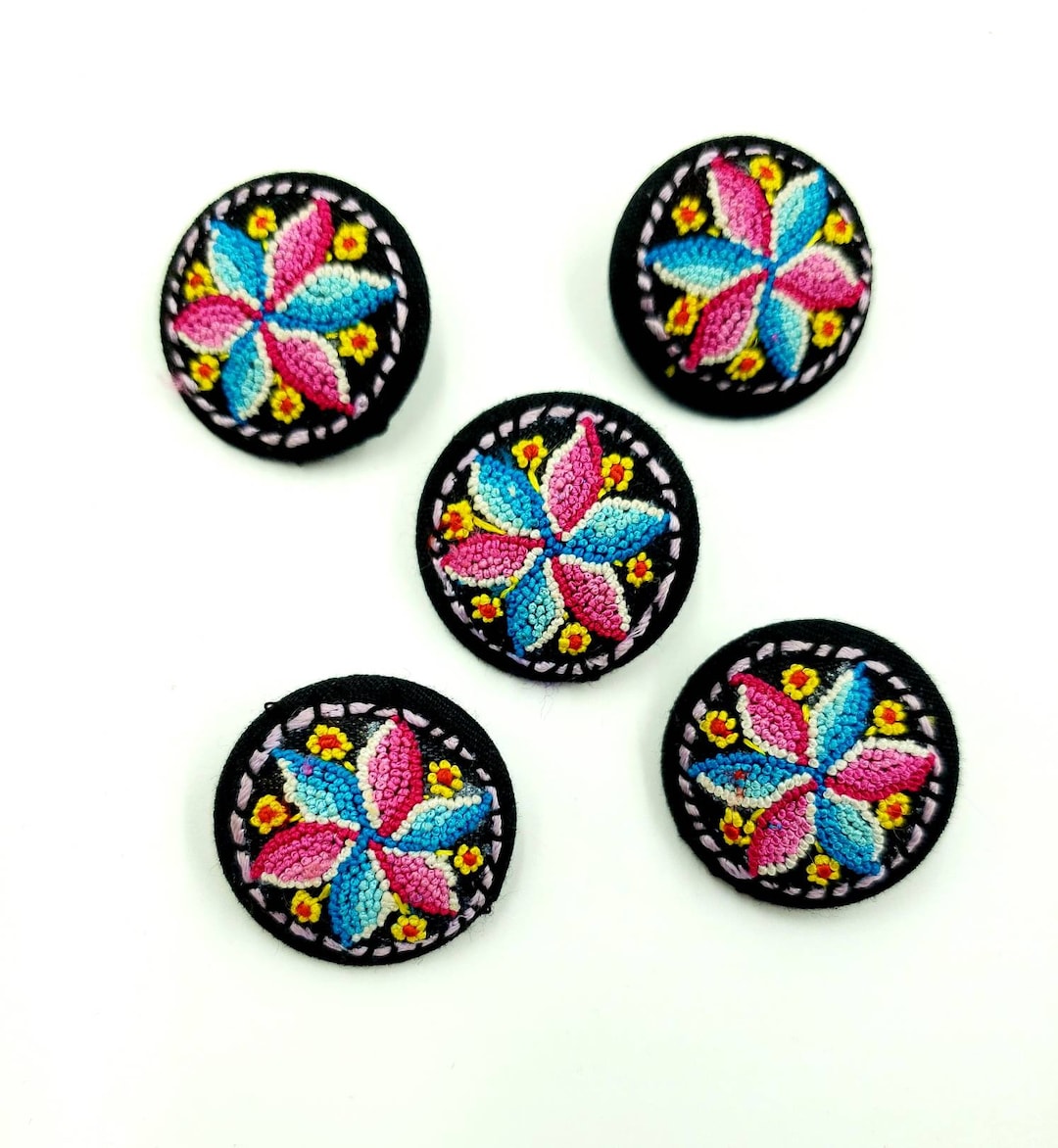 Embroidered Buttons, Handcrafted Buttons,buttons With Embroidery ...