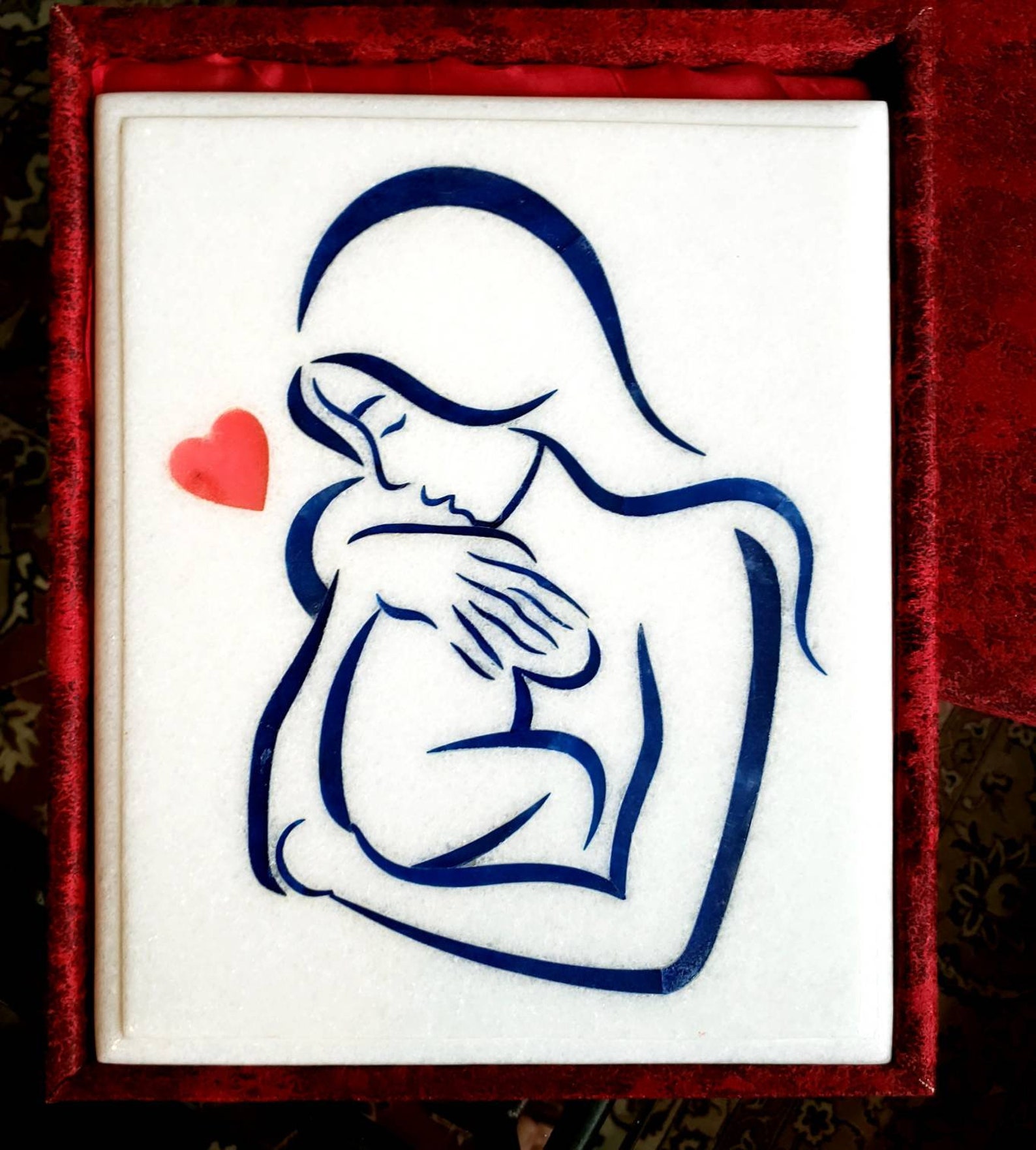 Marble Inlay Family Portrait: Mother, Father, Baby - New Parent Gift - Etsy