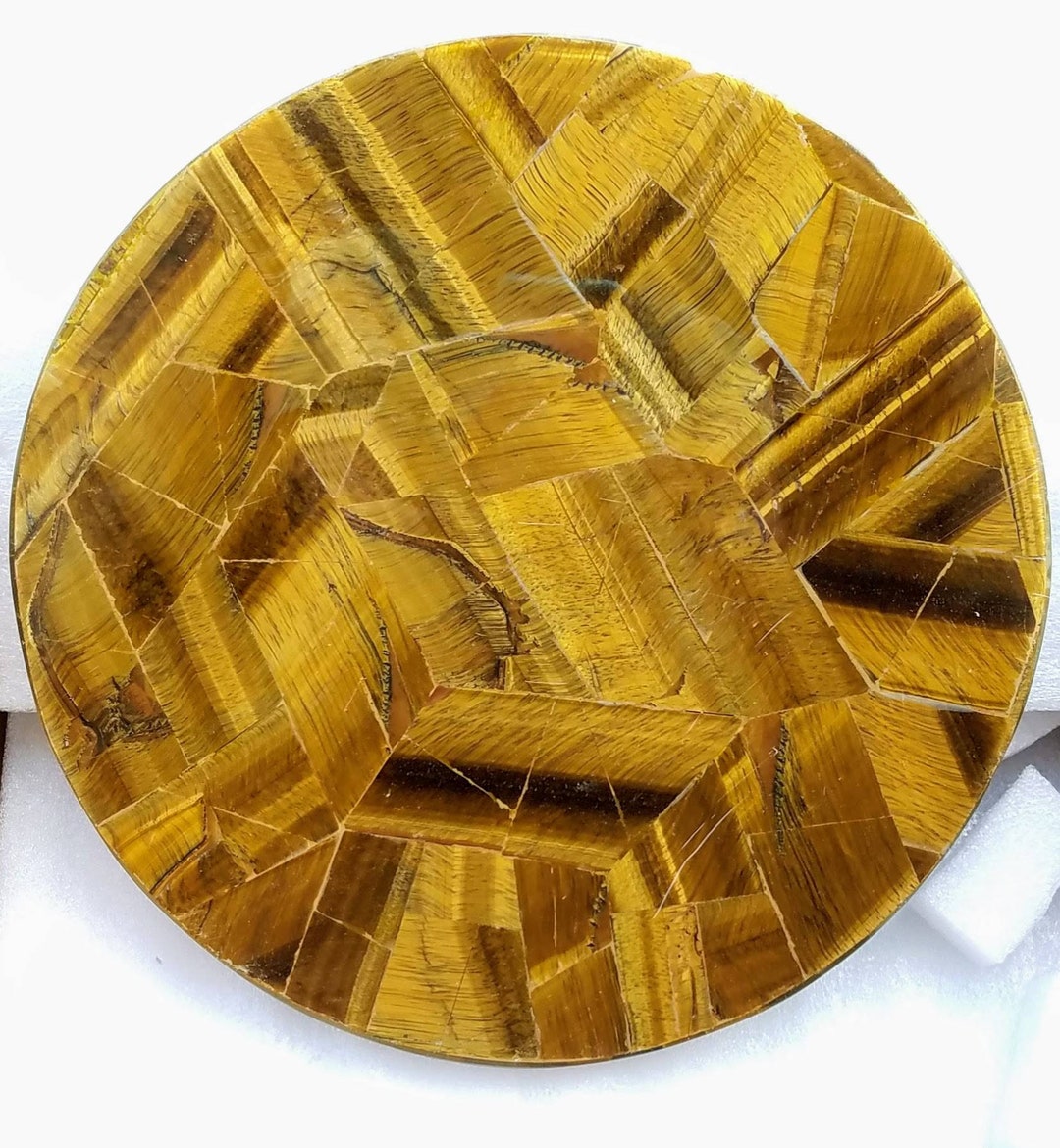 Custom Tiger Eye Table Top: Inlaid Marble Base - Etsy