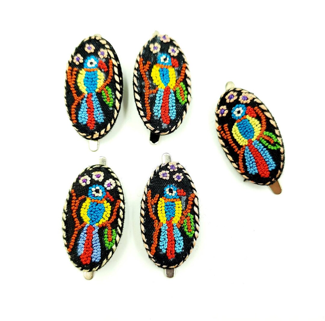 Embroidered Parrot Buttons, Handcrafted Buttons, Collectible Buttons ...
