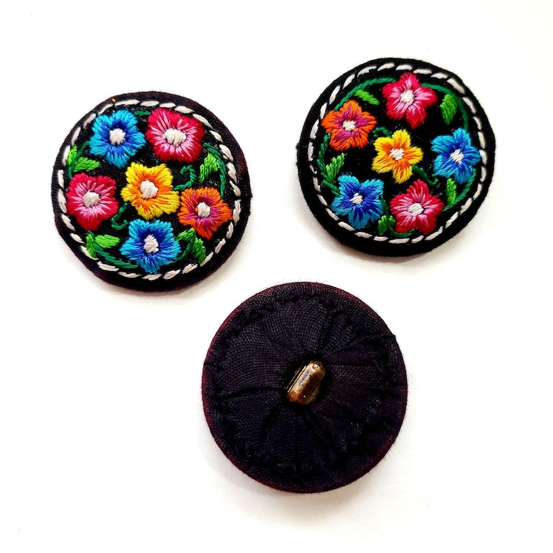 Handcrafted Embroidered Flower Buttons Fabric Buttons - Etsy