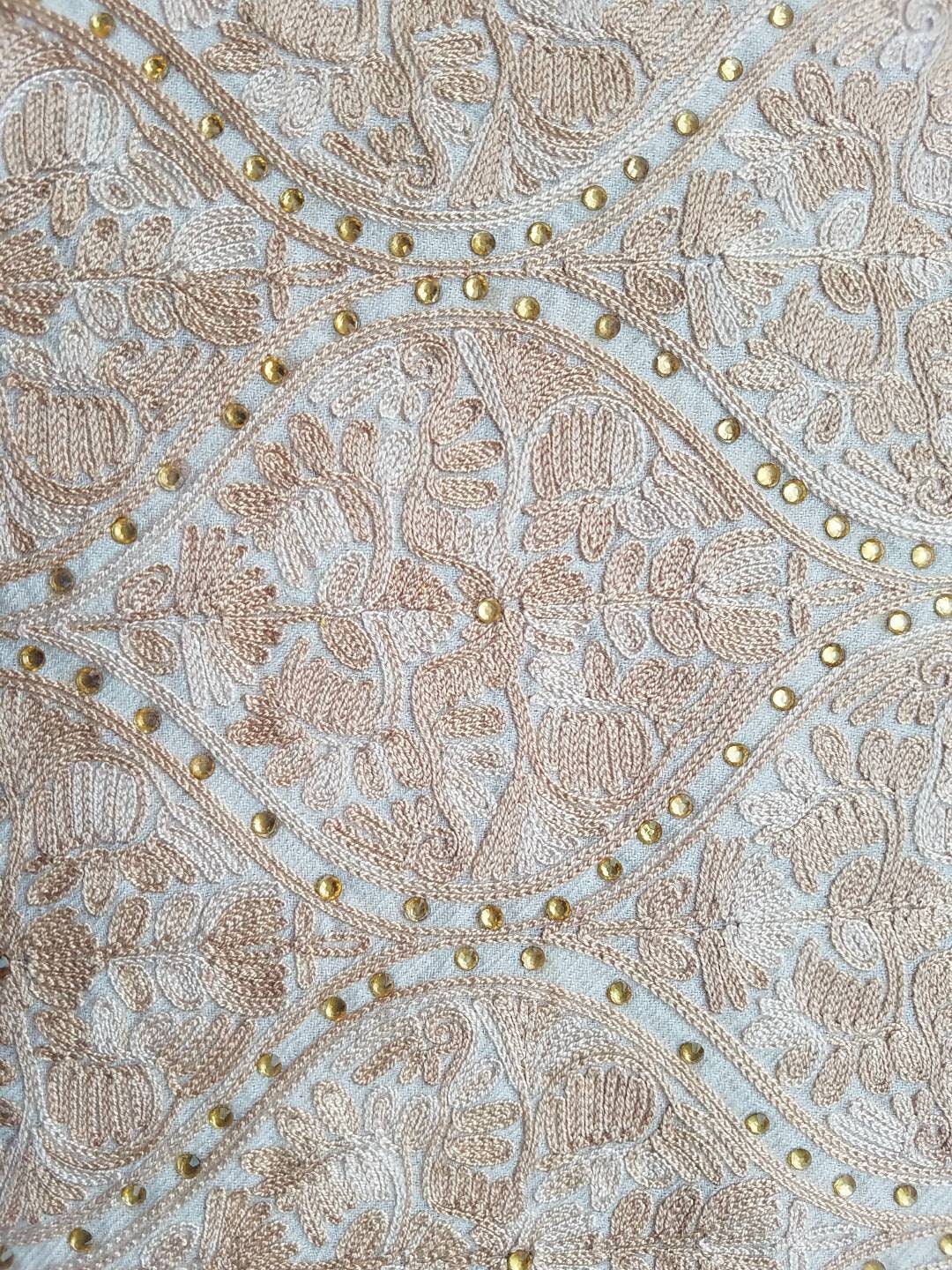 Rose gold embroidered shawl, beige wool shawl, gifts for her, wedding ...