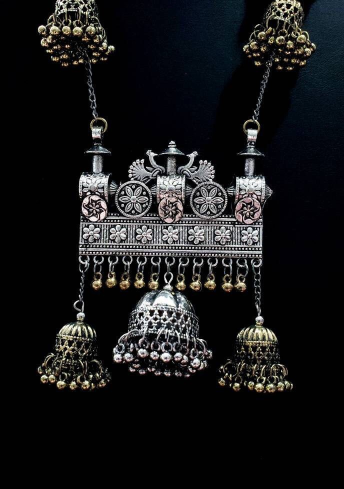 Jhumka Necklace Peacock Pendant Peacock Lover T Dual Tone Jhumka