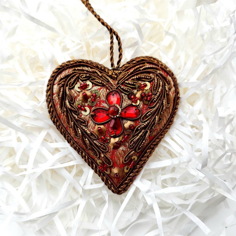 Red Heart Shape Ornament - Etsy