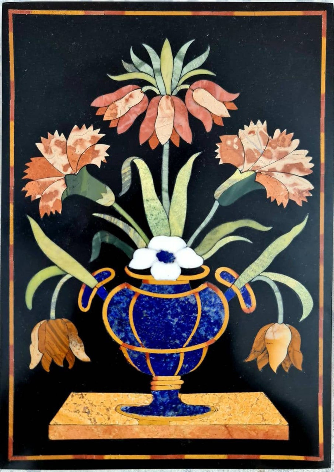 Pietra Dura Marble Box, Marble Inlay Decorative Botanical Box ...