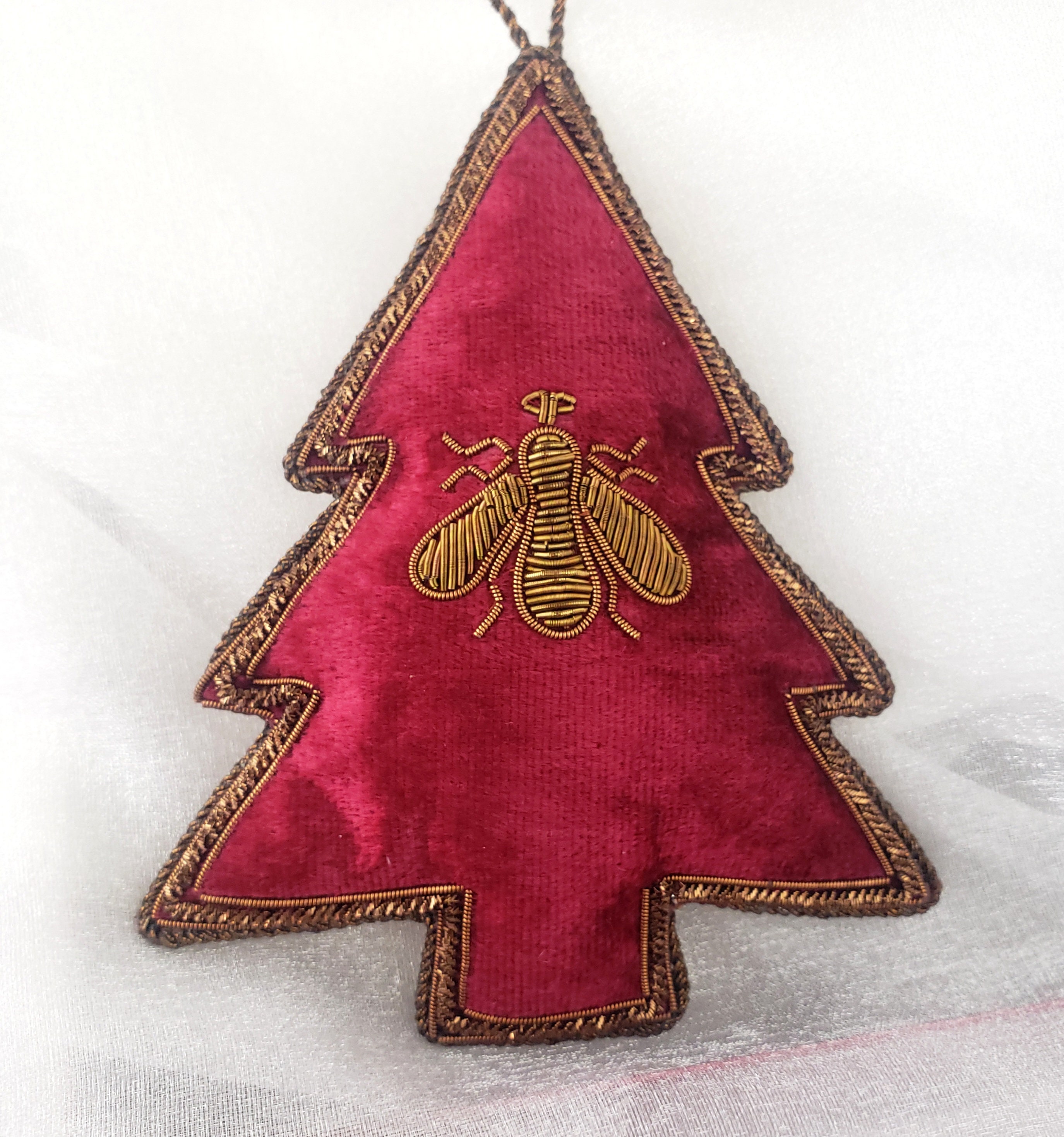 Embroidered Bee Christmas Ornament: Velvet Holiday Tree Decor - Etsy