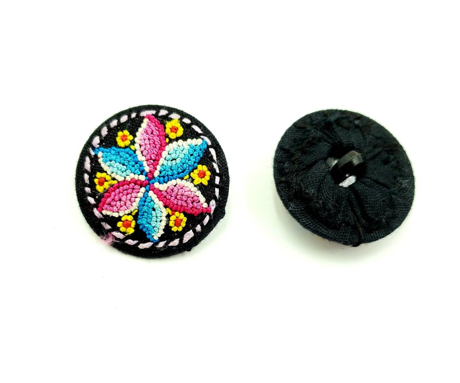 Embroidered Buttons Handcrafted Buttonsbuttons With - Etsy