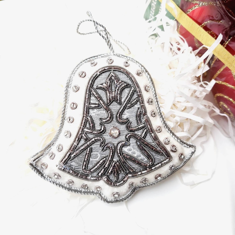 Silver Bell Ornament - Etsy