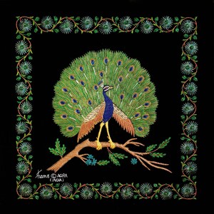 Peacock Wall Art, Peacock Tapestry, Peacock Embroidery Art, Peacock ...