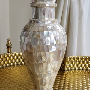 Handcrafted Mother of Pearl Vase, Shell Vase, Shell Home Decor, Stone ...