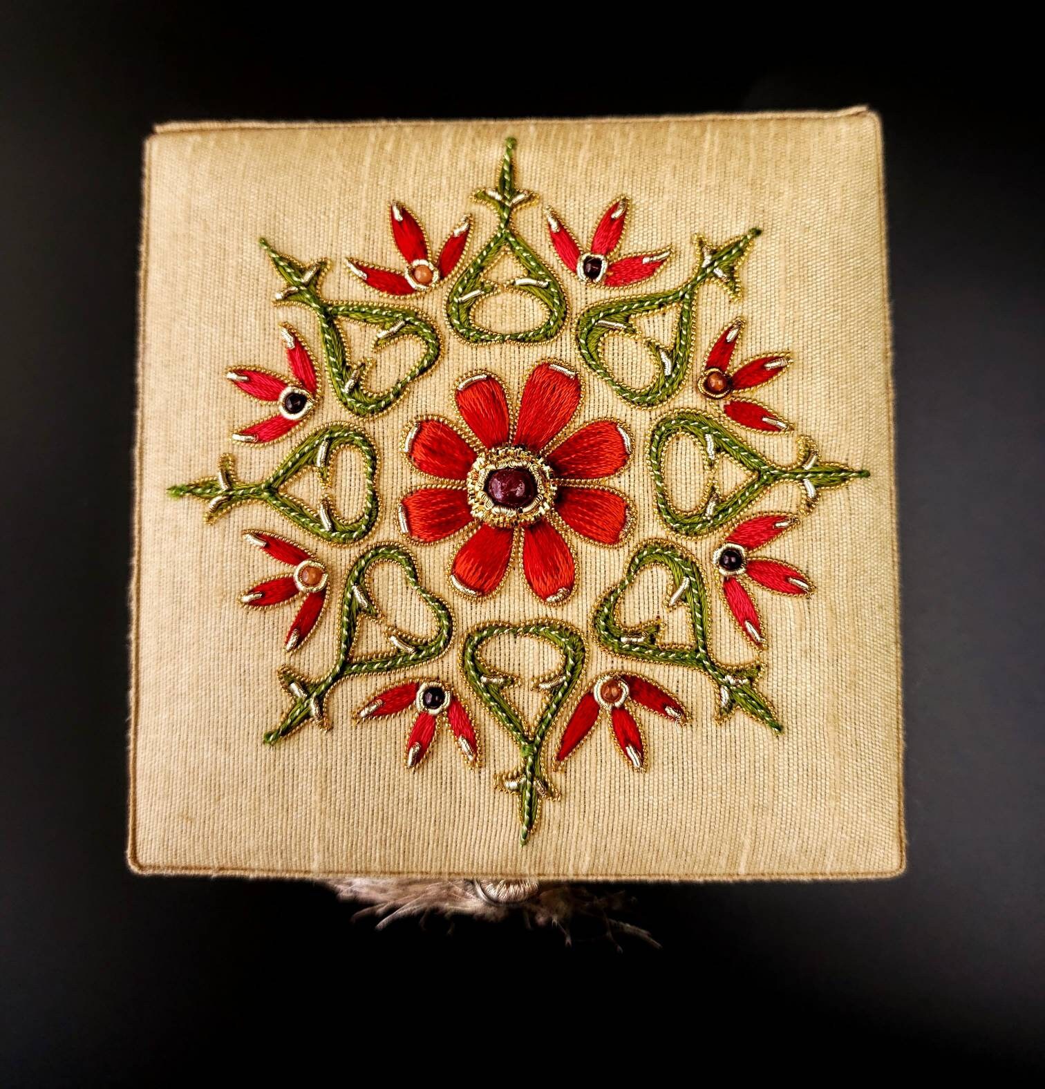 Small silk jewelry box,hand embroidered gift box,engagement ring ...