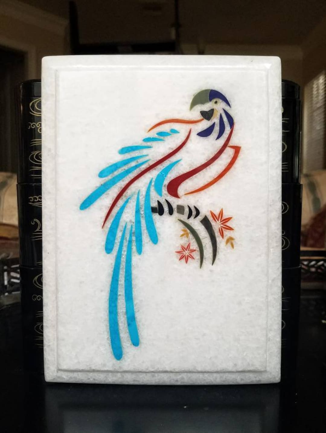 Parrot Marble Inlaid Decorative Tile, Parrot Art, Marble Decorative Art ...