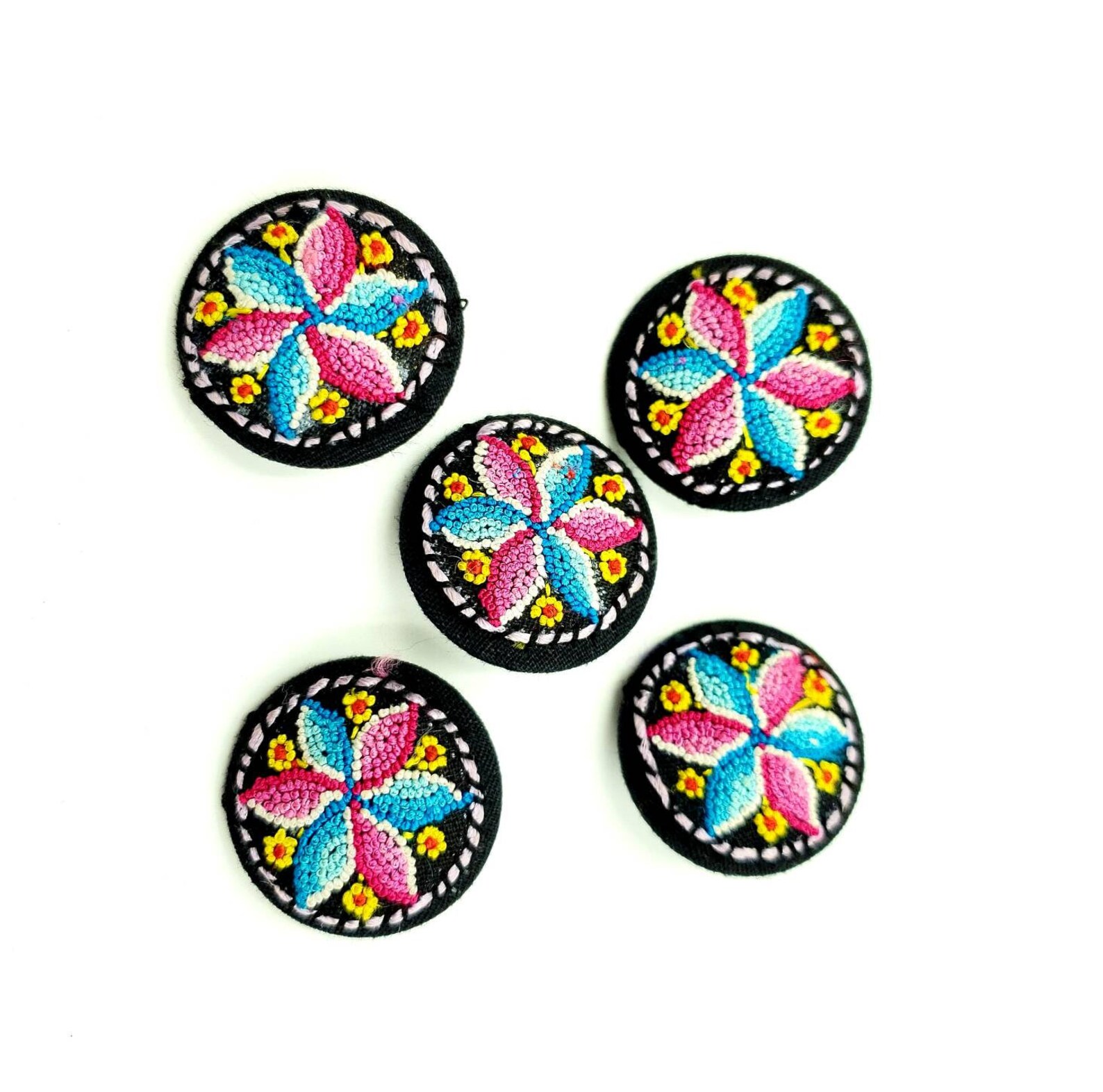 Embroidered Buttons Handcrafted Buttonsbuttons With - Etsy