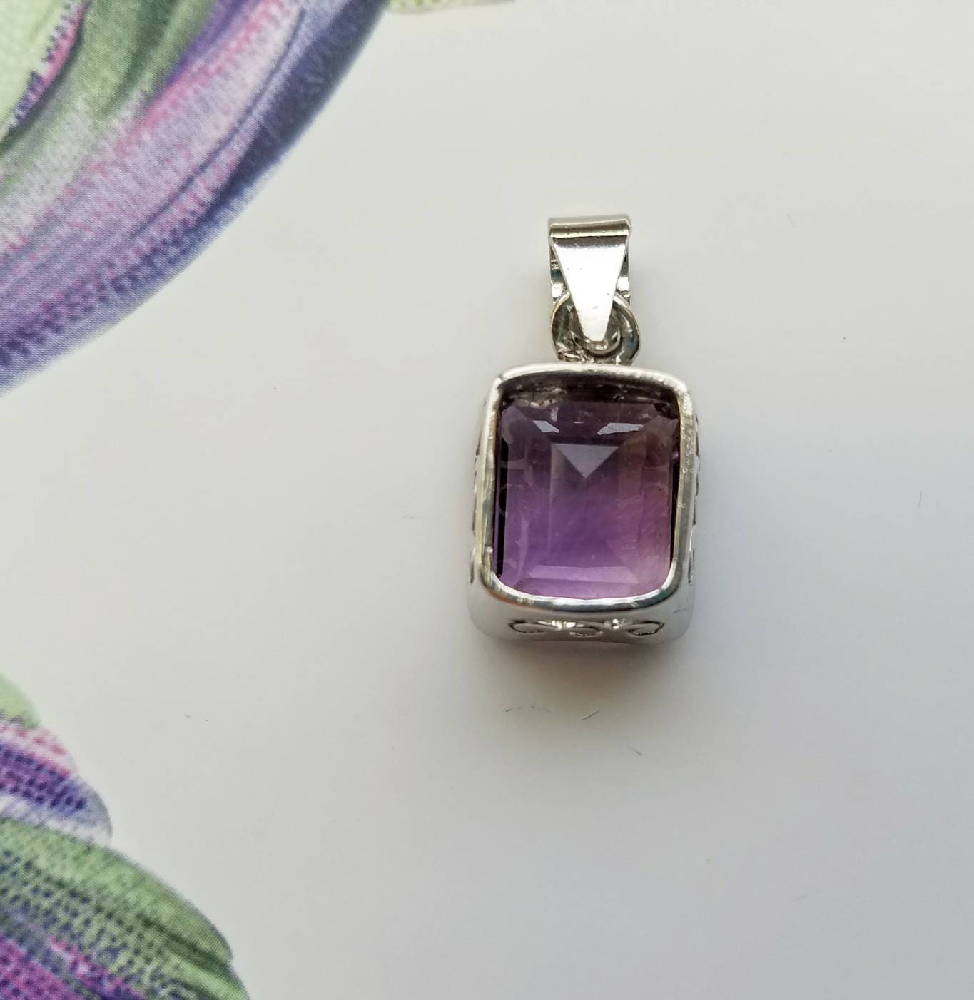 925 Sterling Silver Amethyst Pendant, amethyst birthstone gift for her ...
