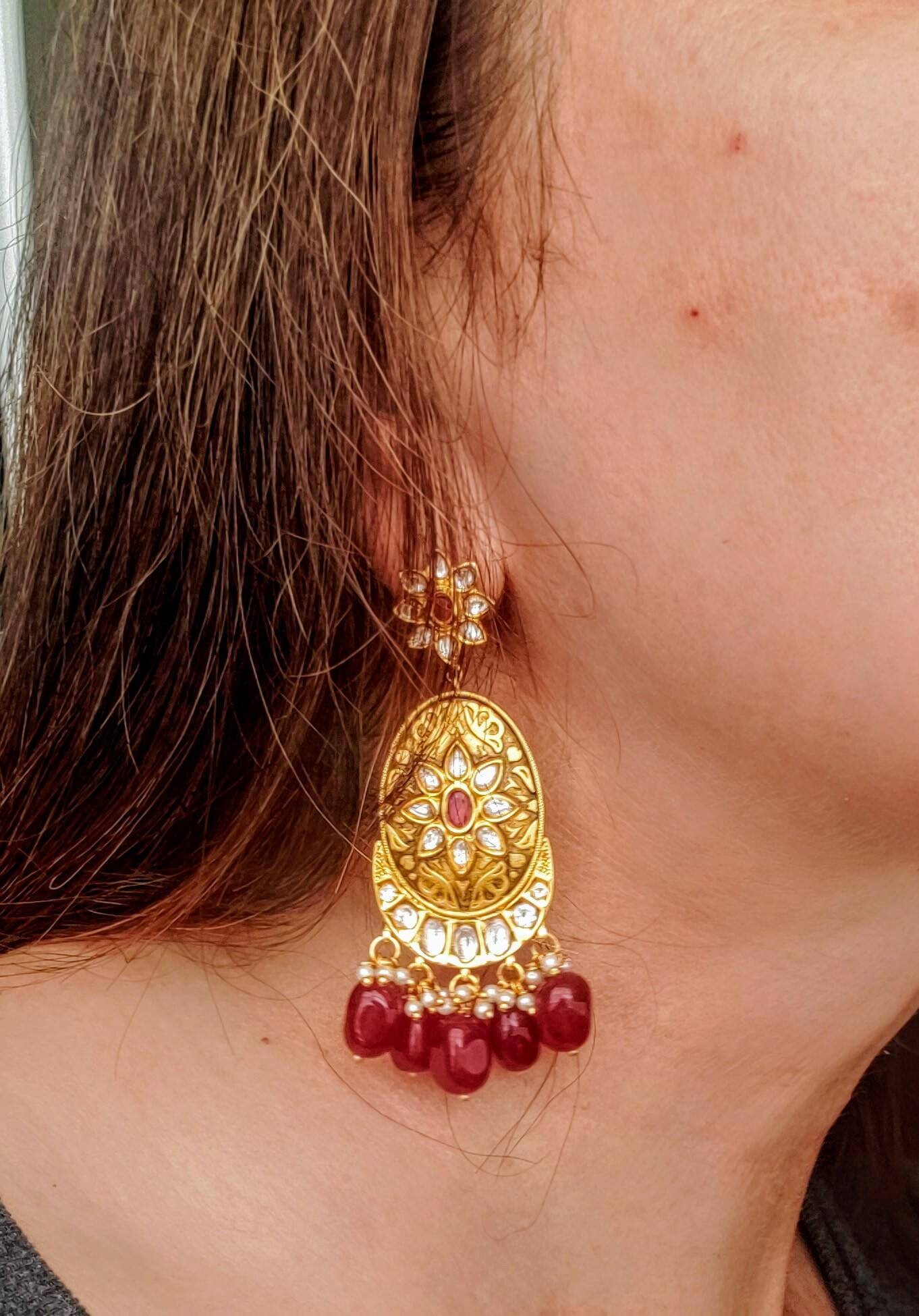 India polki earrings,Bollywood earrings,India chandbali earrings, India ...