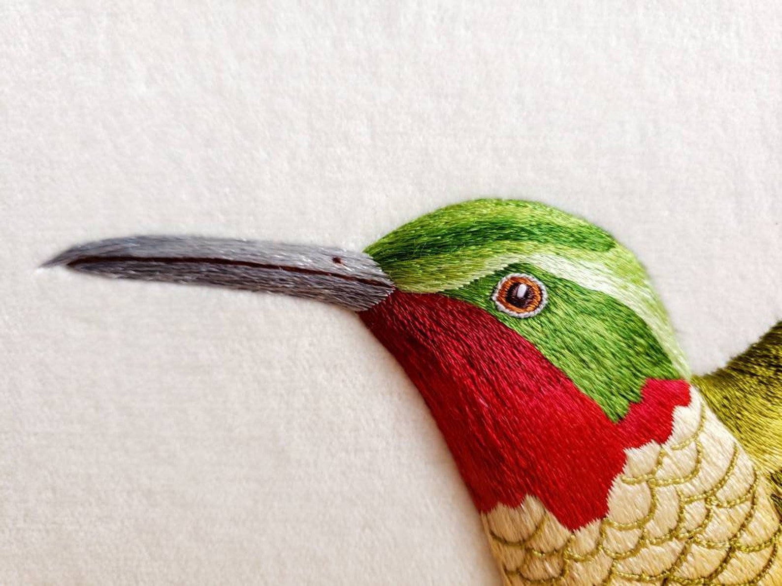 Hand Embroidered Hummingbird Wall Art: Zardozi Ruby Velvet Decor - Etsy