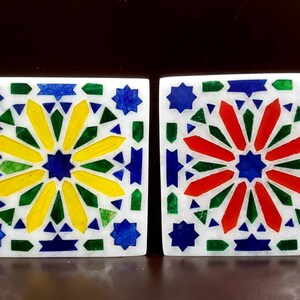 Handcrafted Marble Coaster Set, Marble Inlay Coaster Set, Pietra Dura ...