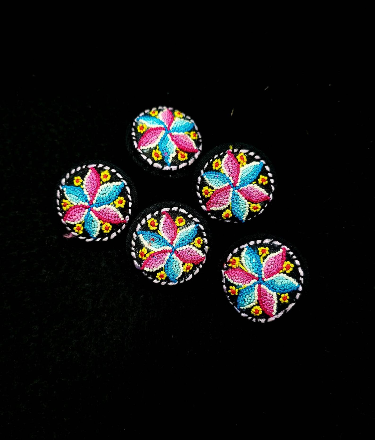 Embroidered Buttons Handcrafted Buttonsbuttons With - Etsy
