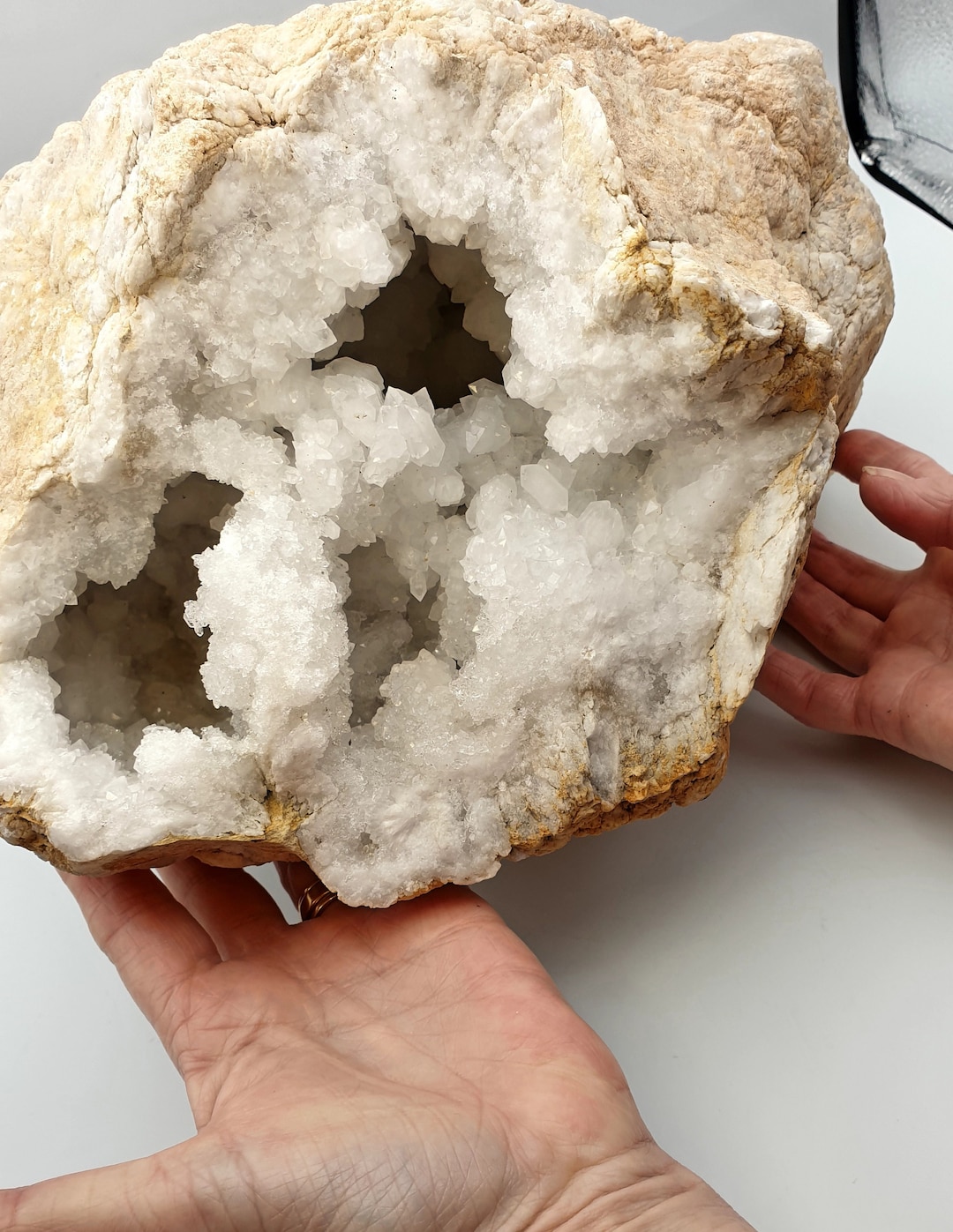 Giant 12kg White Quartz Geode | Statement Piece | Large Crystal ...