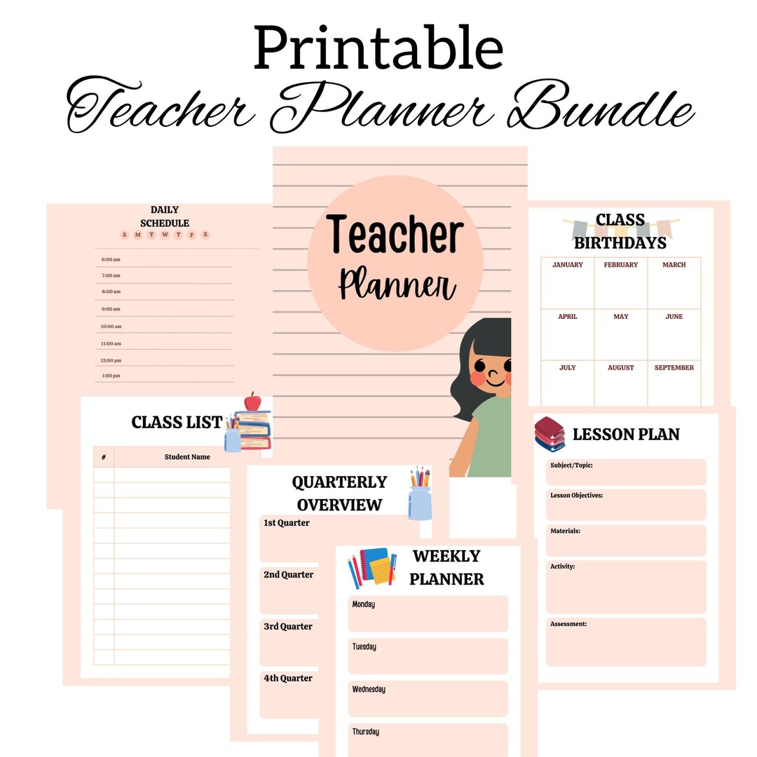 Printable Teacher Planner Bundle| 7 Page Teaching Planner| Daily and ...