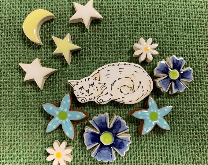 White Garden Kitty Tiles for Mosaic-3” - Etsy
