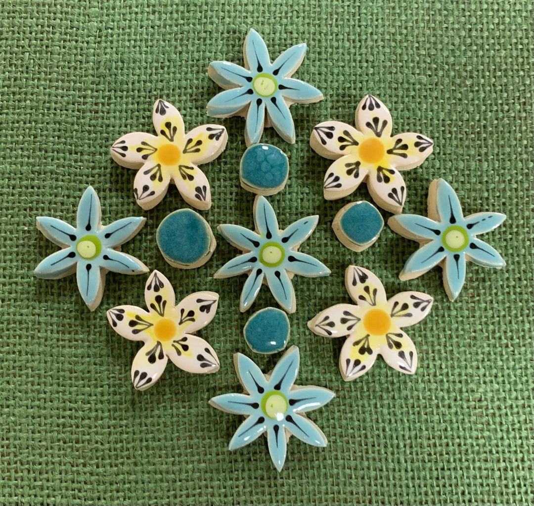 Blue and White Flower Tiles for Mosaic 4 - Etsy