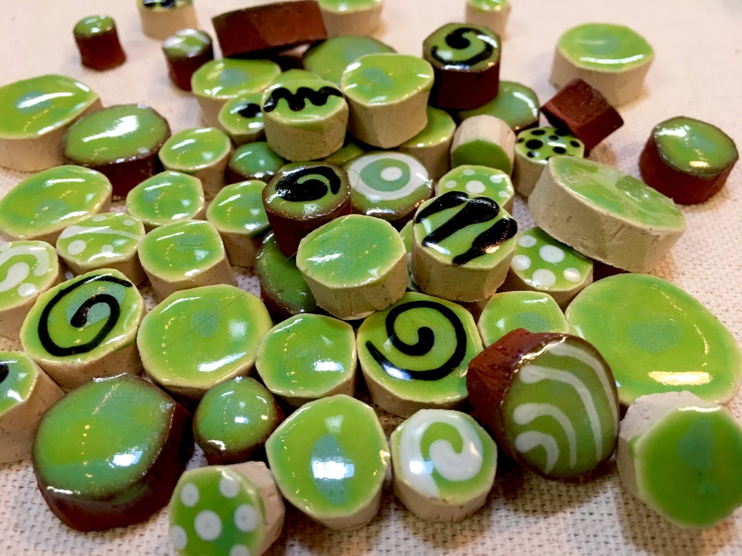 Green Handmade Ceramic Mosaic Tile Variety Pack 4 - Etsy