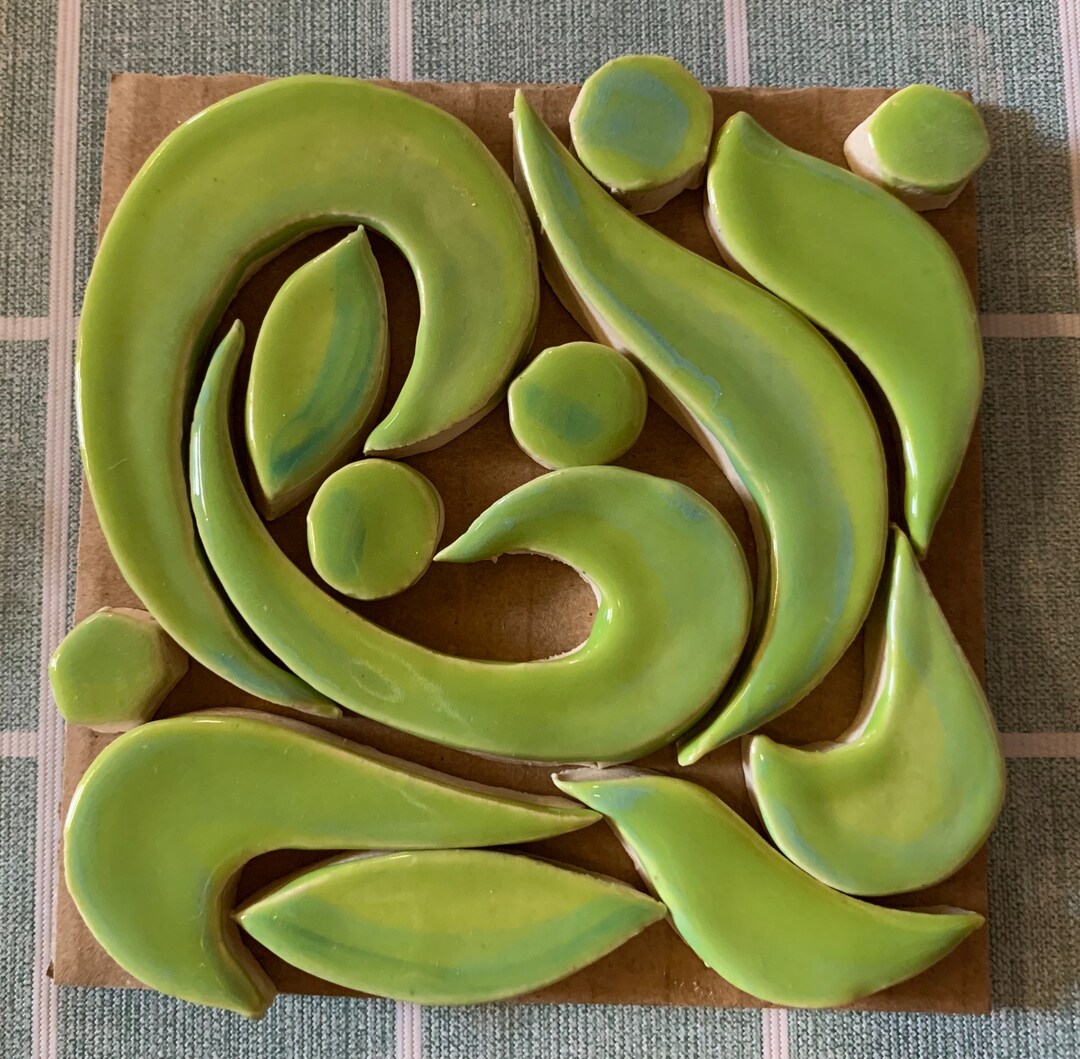 Bright Green Swirls, Vines, and Dots Variety Pack Handmade Tiles 4 - Etsy