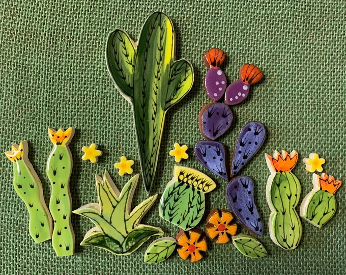 Desert Creature Series Cactus Galore Mosaic Tile Pack 5 - Etsy