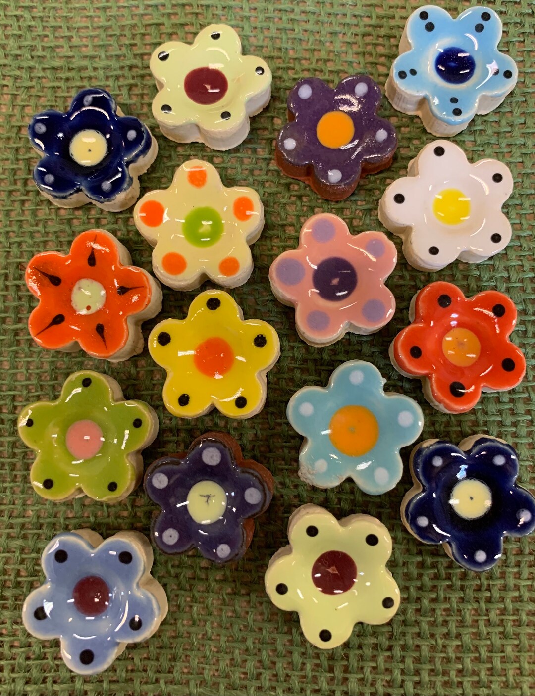 Small Ceramic Flowers Rainbow Colors-3 - Etsy