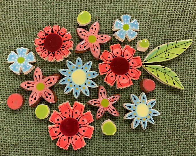 Color Splash- Bright Flower Tiles for Mosaic- 5” - Etsy