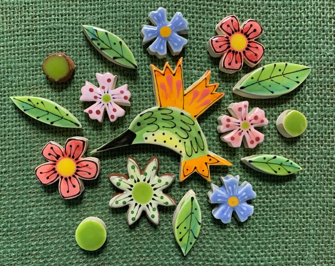 Hummingbird Garden Tile for Mosaic (facing Left)- 4” - Etsy