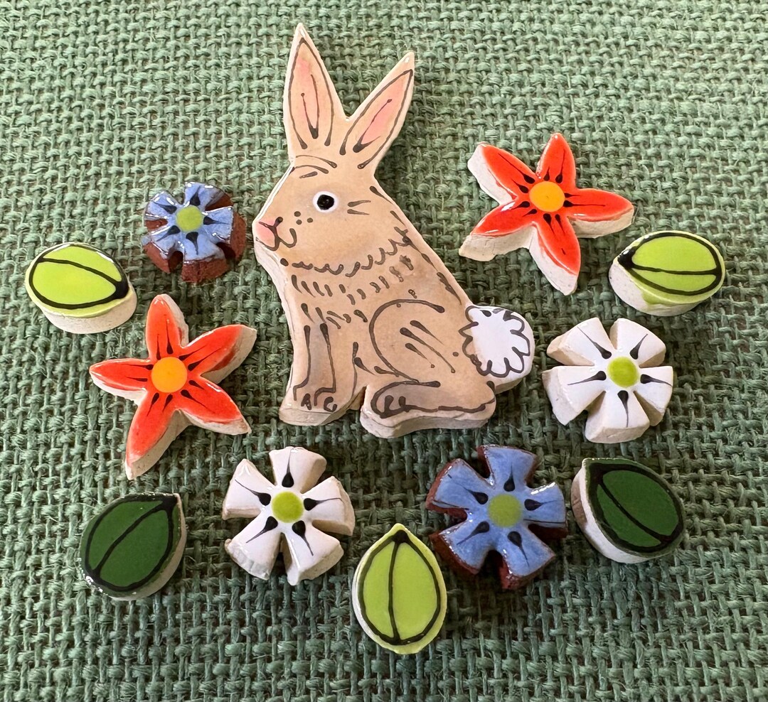 Bunny in the Flower Garden! Tile for Mosaic- 3” (facing Left) - Etsy