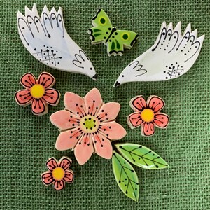 White Doves in a Pink Garden Tiles for Mosaic 4 - Etsy