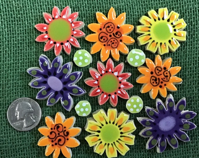 Spring Flowers Handmade Ceramic Mosaic Tile Pack 4” - Etsy