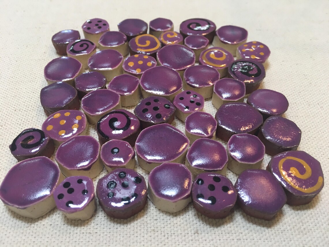 Purple Handmade Ceramic Mosaic Tile Variety Pack Handcut Tiles - Etsy