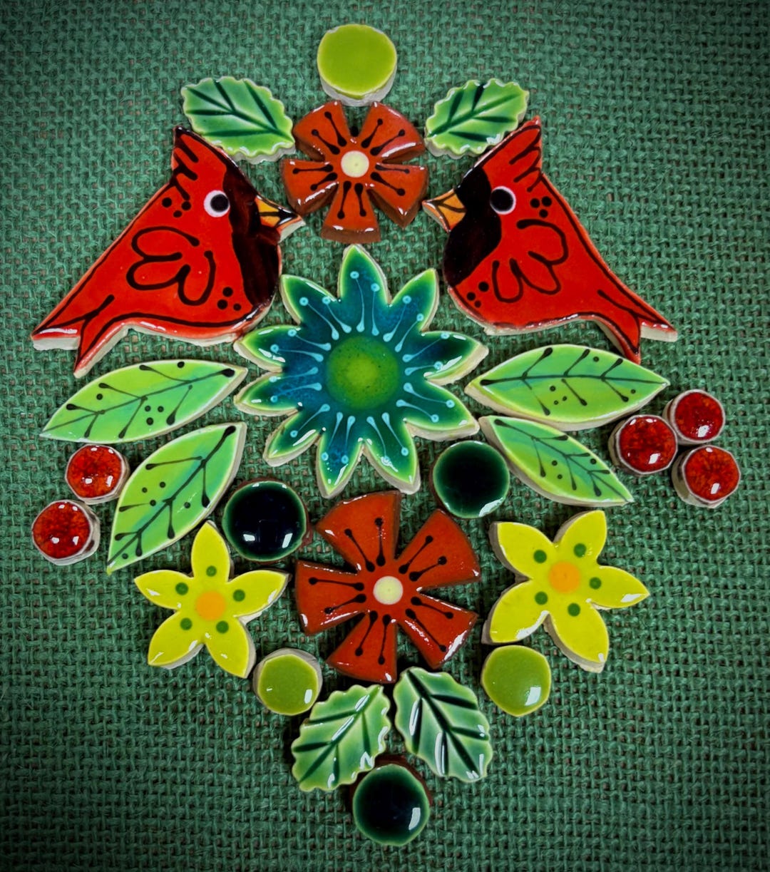 Pair of Cardinals in the Garden Tile for Mosaic 5 - Etsy
