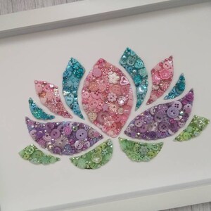 Button Art Picture, Lotus Flower Art, Home Decor, Personalised Gifts ...