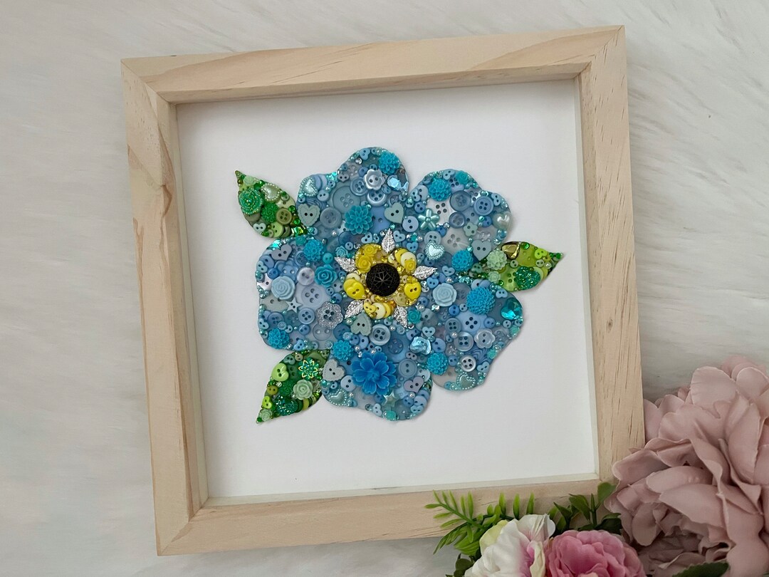 Forget-me-not Button Art Picture, Personalised Gifts, Home Decor ...