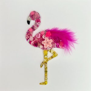 Flamingo Art, Button Art Picture, Flamingo Gifts, Home Decor, Nursery ...