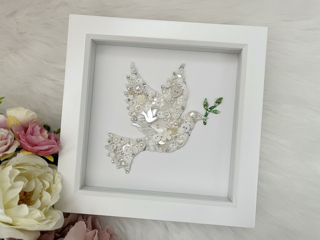 Dove Button Art Picture, Home Decor, Memorial Art, Unique Bespoke Wall ...