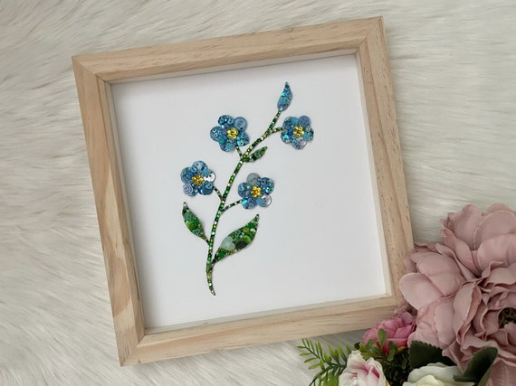 Forget Me Not Art Button Art Picture Personalised Gifts | Etsy
