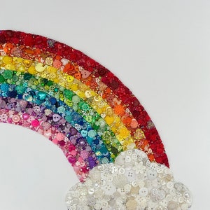 Rainbow Button Art, Unique Home Decor, Personalised Gift, Bespoke Wall ...