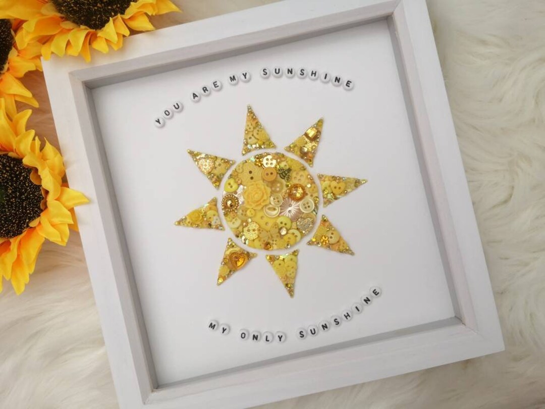 Button Art Picture, Sunshine Nursery Decor, Sun Art, Children's Room ...