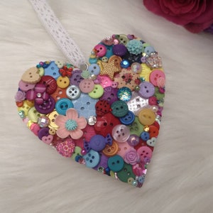 Hanging Button Art Heart, Home Decor, Nursery Decor, Door Hanger, Gift ...