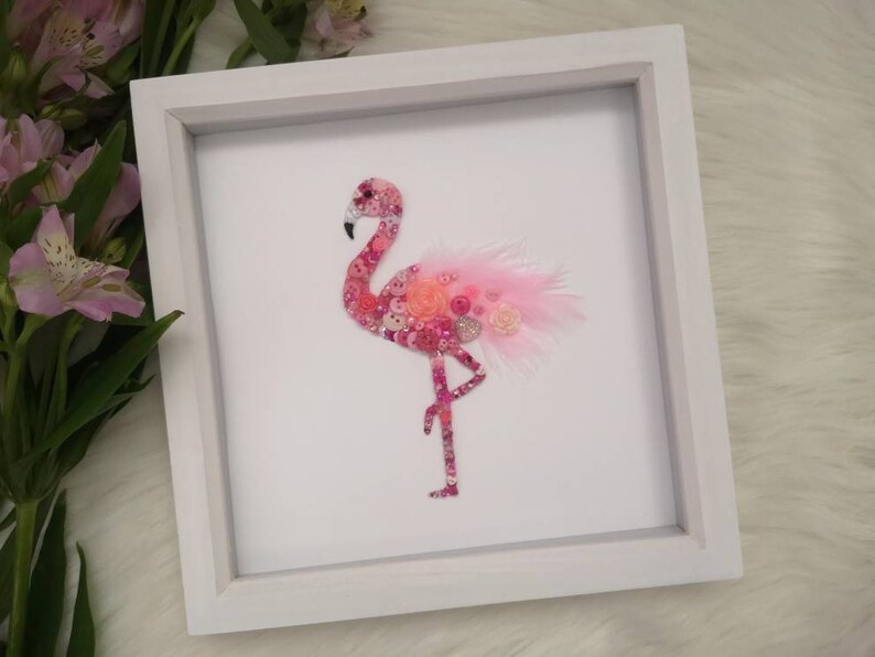 Flamingo Art Button Art Picture Home Decor Nursery Decor - Etsy