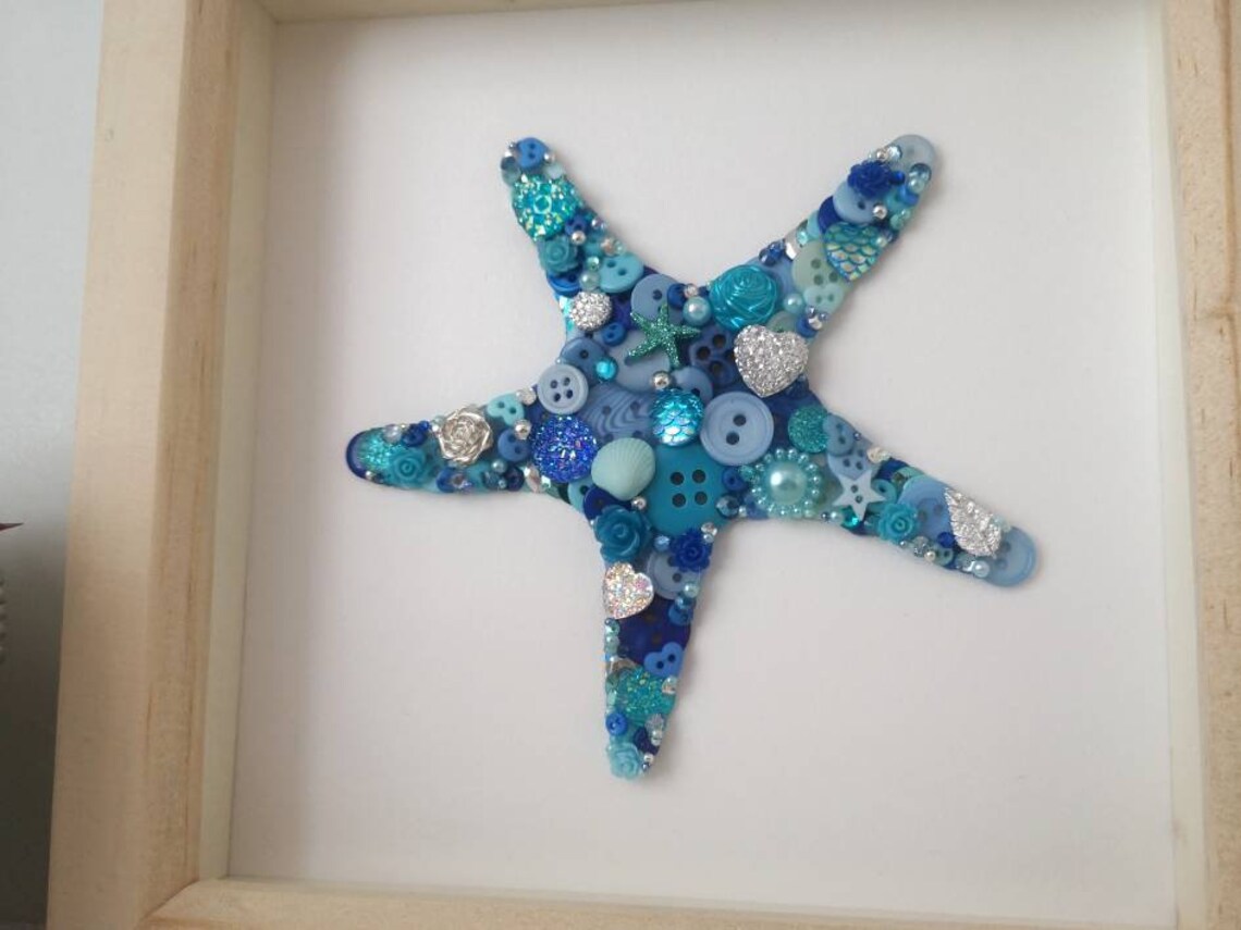 Button Art Starfish Picture Home Decor Unusual Wall Art - Etsy