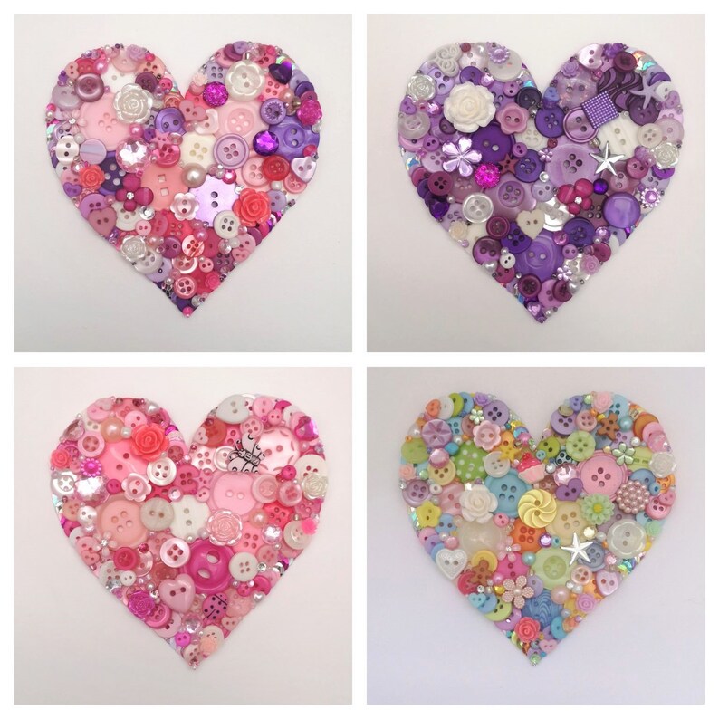Love Heart Button Art Picture Personalised Gifts Home Decor - Etsy