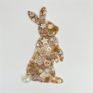 Bunny Rabbit Button Art, Woodland Nursery Decor, Home Decor, Bunny ...
