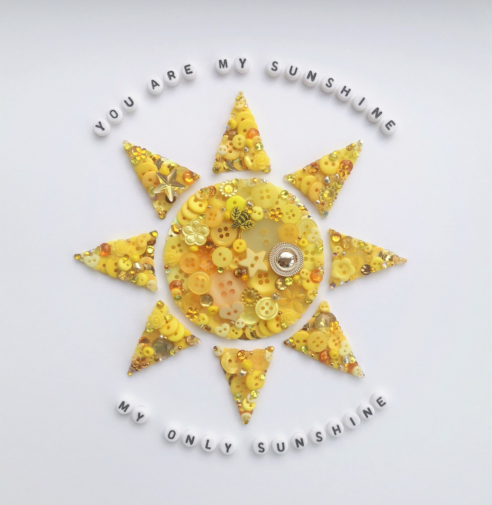 Button Art Picture Sunshine Nursery Decor Sun Art | Etsy